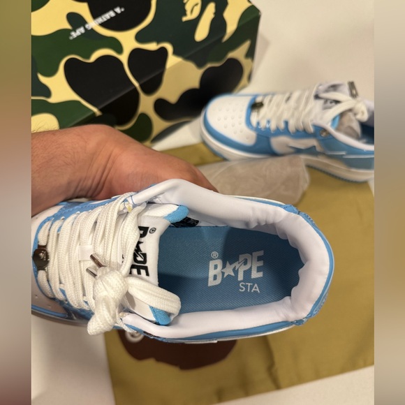 Bape | Shoes | Bapesta Lows Patent Leather Blue 222 Mens Size 75 | Poshmark